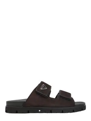 Prada Suede Strap Sandals - Brown
