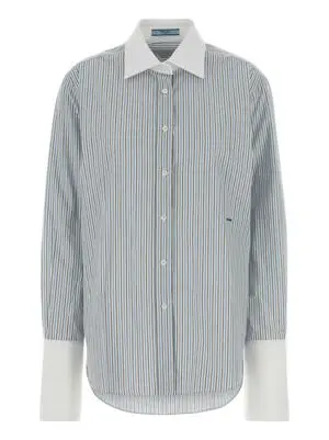 Prada Striped Cotton Shirt - Blue