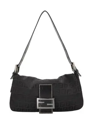 Fendi Zucchino Baguette Shoulder Bag - Black