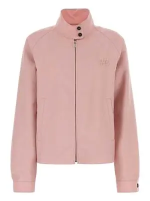 Miu Miu Miu Miu "Peach" Mohair & Virgin Wool Blend Zip-Up Jacket Pink