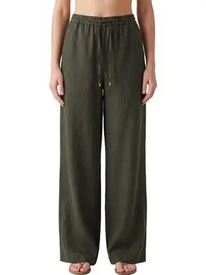 Max Mara Linen Palazzo Trousers - Green