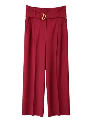 Max Mara Max Mara Studio Tailored Belted Virgin Wool Trousers Red