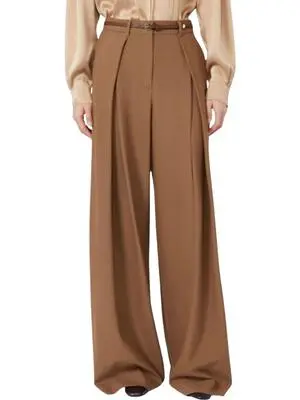 Max Mara Wide Leg Pleated Trousers - Brown