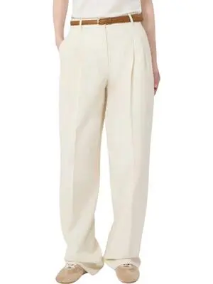 Max Mara Max Mara Studio Tailored Cotton Trousers Cream