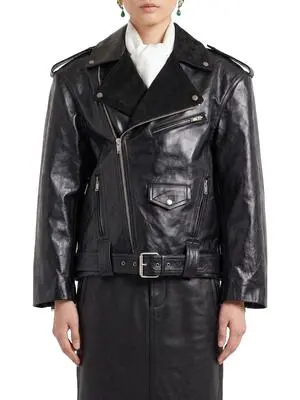 Saint Laurent Smooth Calfskin Biker Jacket - Black