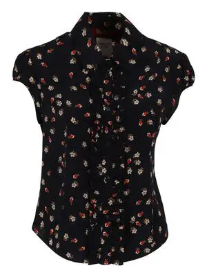 Max Mara Silk Floral Print Shirt - Blue