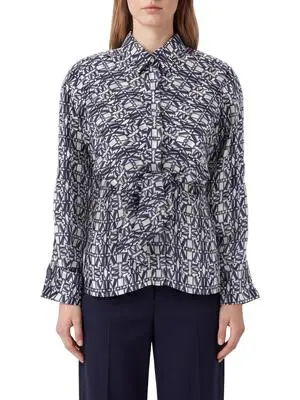 Max Mara Max Mara Monogram Print Silk Shirt Black