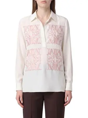 Max Mara Max Mara Monogram Embroidered Silk Shirt Multicolor