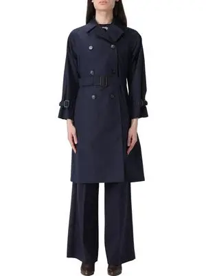 Max Mara WEEKEND MAX MARA Double-Breasted Cotton Gabardine Trench Coat Blue