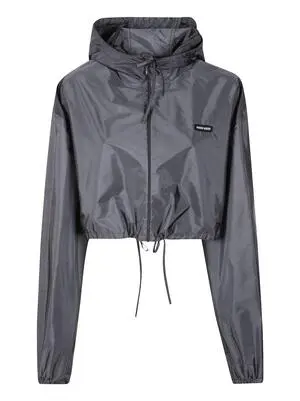 MIU MIU Miu Miu Cropped Zip-Up Jacket With Drawstring Hem