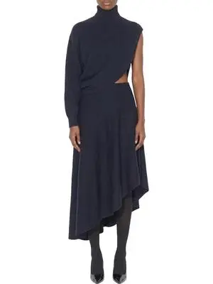 ALAIA Alaia Asymmetric Virgin Wool Dress - Blue