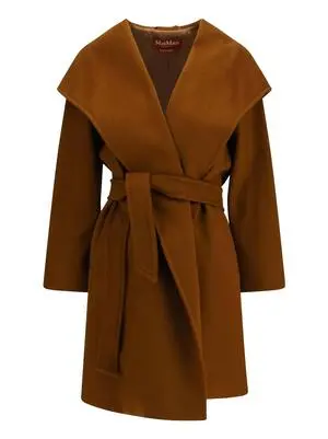 Max Mara MAX MARA STUDIO Belted Wool Coat Brown