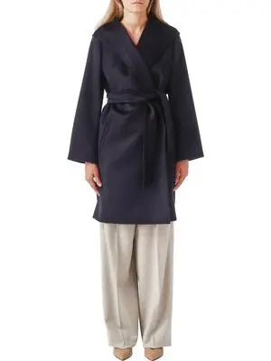 Max Mara MAX MARA STUDIO Belted Wool Coat Blue