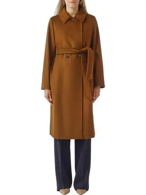Max Mara MAX MARA STUDIO Double Breasted Wool Coat Brown