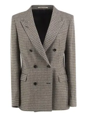 TAGLIATORE TAGLIATORE Double-Breasted Wool-Blend Houndstooth Blazer