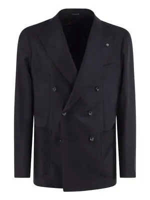 Tagliatore Double-breasted Virgin Wool And Cashmere Blazer - Blue