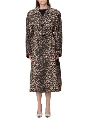 Saint Laurent Animal Print Double-breasted Trench Coat - Multicolor