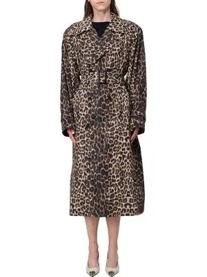 Saint Laurent Animal Print Double-breasted Trench Coat - Multicolor