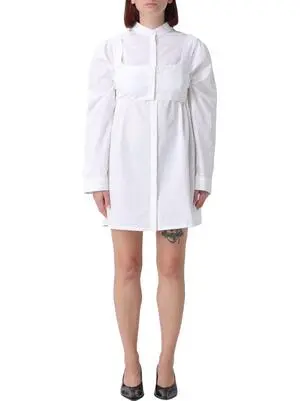 ALAIA Alaia Cotton Poplin Puff-sleeve Shirt Dress - White