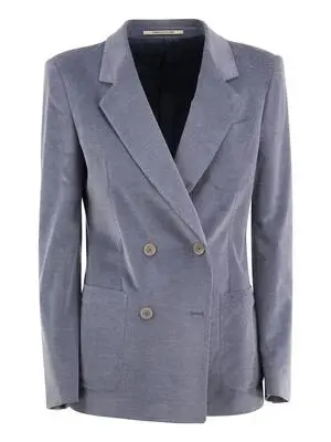 Tagliatore TAGLIATORE Double-Breasted Stretch Cotton And Cashmere Blazer Blue