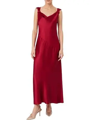Max Mara Max Mara Studio Asymmetrical Draped Midi Dress Red