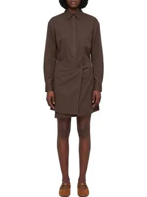 Loewe Cotton And Silk Blend Wrap Mini Shirt Dress - Brown