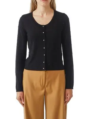 Max Mara Embellished Fine Knit Cardigan - Black