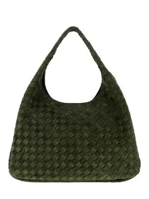 Bottega Veneta BOTTEGA VENETA Large Campana Shoulder Bag In Woven Suede Leather Green