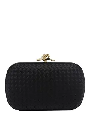 Bottega Veneta Woven Shoulder Bag With Clasp - Black