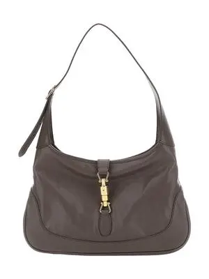Gucci Jackie 1961 Medium Shoulder Bag In Black Grained Leather - Brown