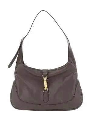 Gucci Jackie 1961 Medium Shoulder Bag In Black Grained Leather - Brown