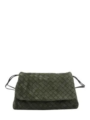 Bottega Veneta Giorno Woven Calfskin Shoulder Bag - Green