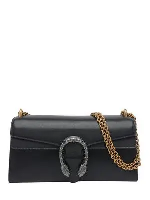 Gucci Dionysus Medium Grained Leather Shoulder Bag With Tiger Head Closure - Black