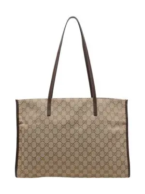Gucci Monogram Jacquard Shoulder Bag With Double Leather Handle - Cream