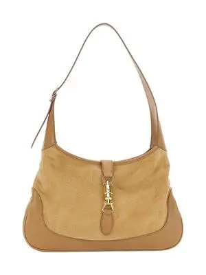Gucci Jackie 1961 Medium Grained Leather Shoulder Bag With Piston Closure - Cream
