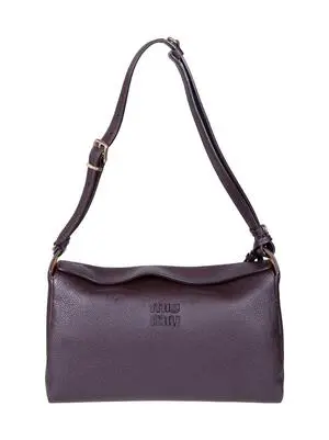 Miu Miu Miu Miu Textured Leather Shoulder Bag Brown