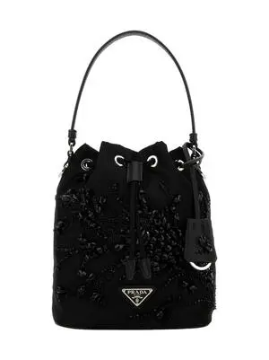 Prada Embellished Bucket Bag - Black