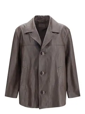 Prada Classic Collared Leather Jacket - Multicolor