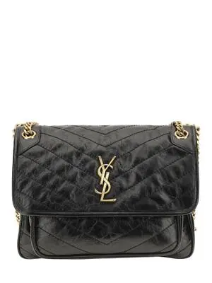 Saint Laurent SAINT LAURENT Quilted Leather Shoulder Bag With Metal Chain Black