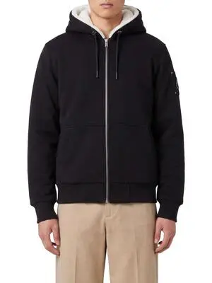 Moose Knuckles Cotton-blend Hooded Zip-up Sweatshirt With Kangaroo Pocket - Black