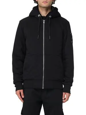 Moose Knuckles Cotton-blend Hooded Zip-up Sweatshirt With Kangaroo Pocket - Black