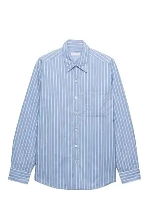 Prada Striped Cotton Poplin Shirt - Blue