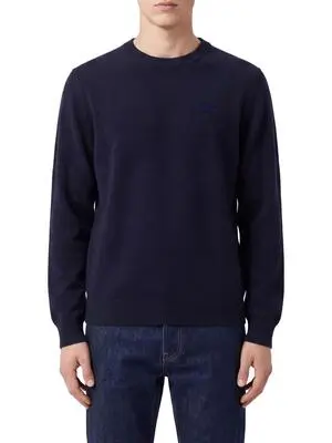 Loewe Anagram Embroidered Wool Crewneck Jumper - Blue
