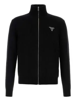 Prada Cashmere Zip-up Sweater - Black