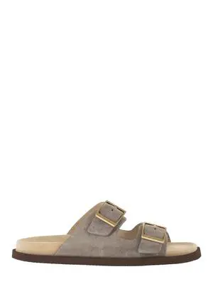 Brunello Cucinelli BRUNELLO CUCINELLI Urban Slides In Washed Suede With Adjustable Buckles Gray