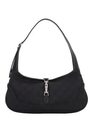Gucci Jackie Slim Gg Monogram Jacquard Fabric Shoulder Bag - Black