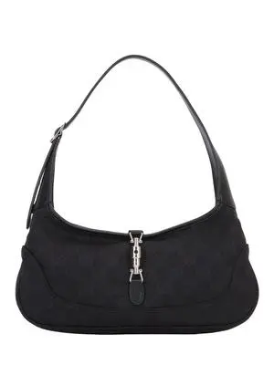 Gucci Jackie Slim Gg Monogram Jacquard Fabric Shoulder Bag - Black