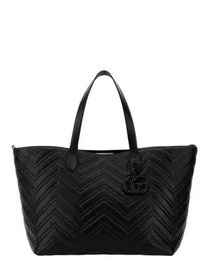 Gucci Gg Marmont Matelassé Nappa Chevron Shoulder Bag - Black