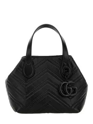 Gucci Gg Marmont Mini Top Handle Bag In Matelassé Chevron Nappa - Black