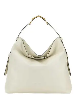 Gucci Beatrix Large Leather Shoulder Bag With Horsebit Detail - White